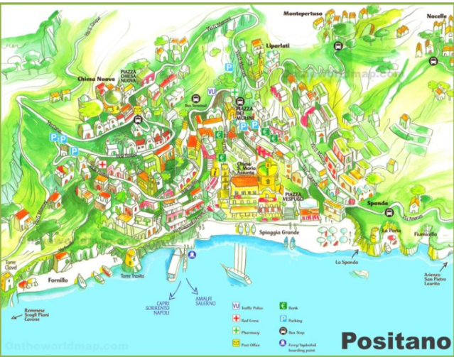 Map of The Amalfi Coast Italy – POSITANO