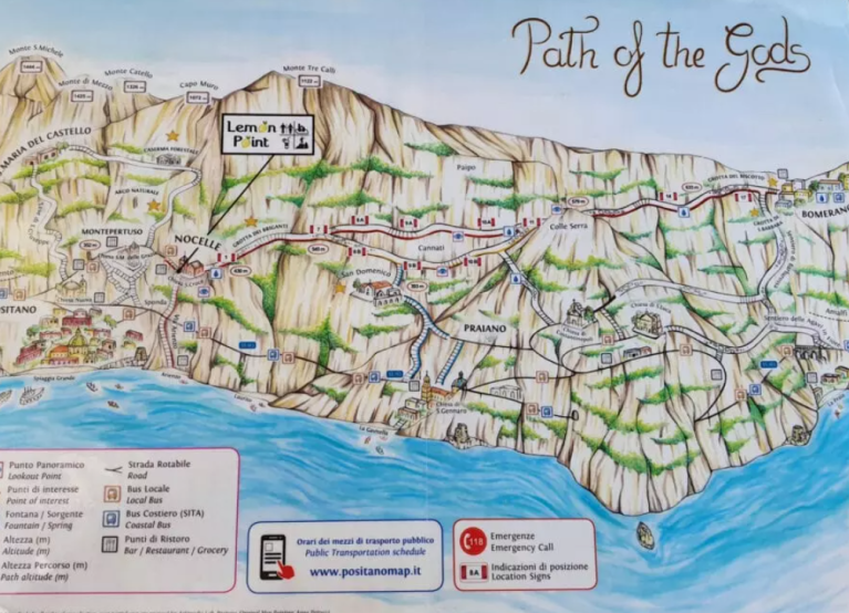 Path of The Gods Positano Hiking Map How to Hike The Amalfi Coast ...